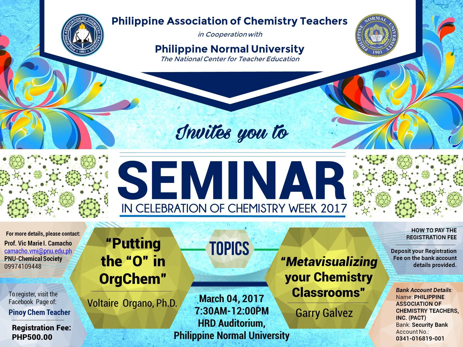 SEMINAR IN CELEBRATION OF CHEMISTRY WEEK 2017 – Philippine Association ...